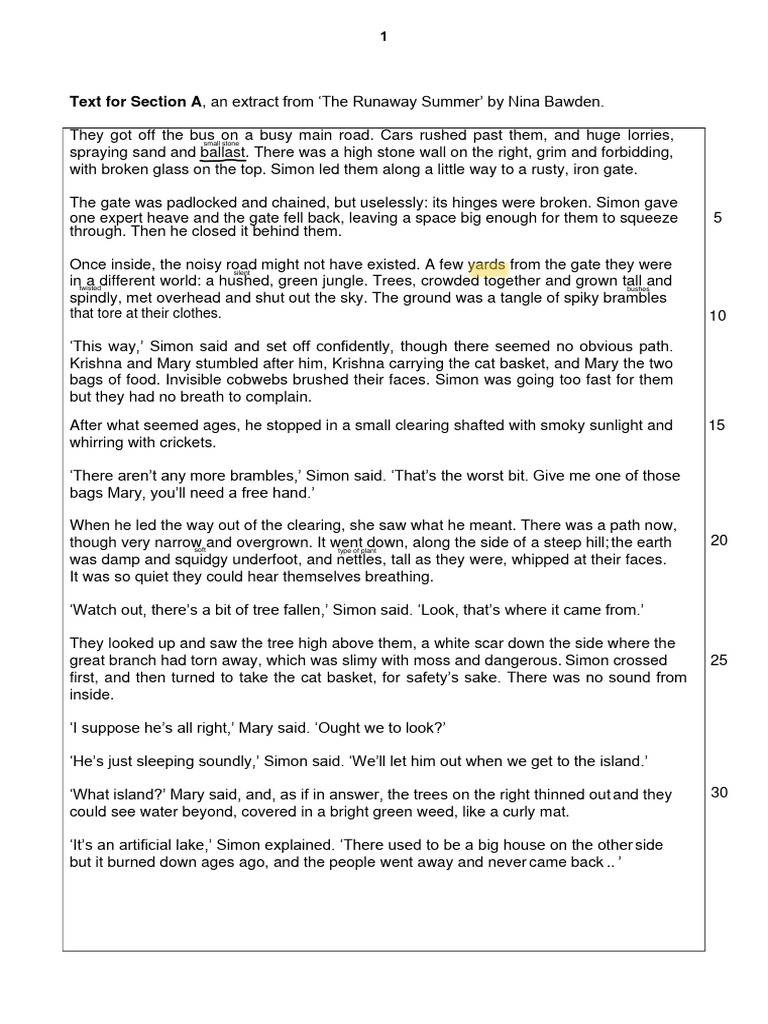 Y7 EFL Revision - Reading Fiction | PDF