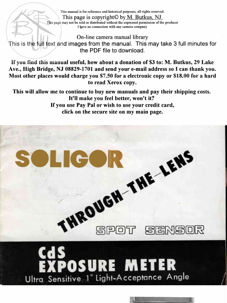Soligor Cds Meter | PDF | Photography Equipment | Optics