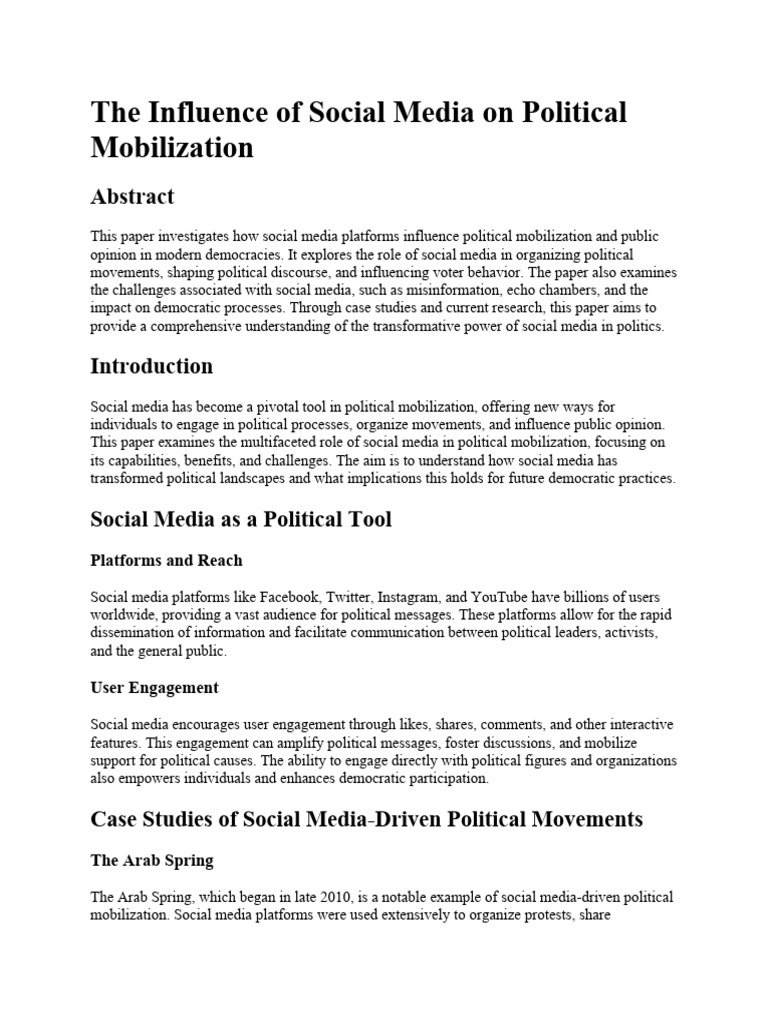 The Influence of Social Media On Political Mobilization | PDF | Social ...