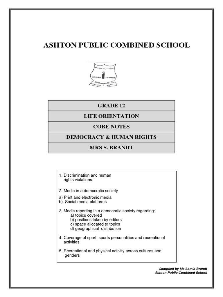 Grade 12 Democracy Human Rights | PDF | Mass Media | Cyberbullying