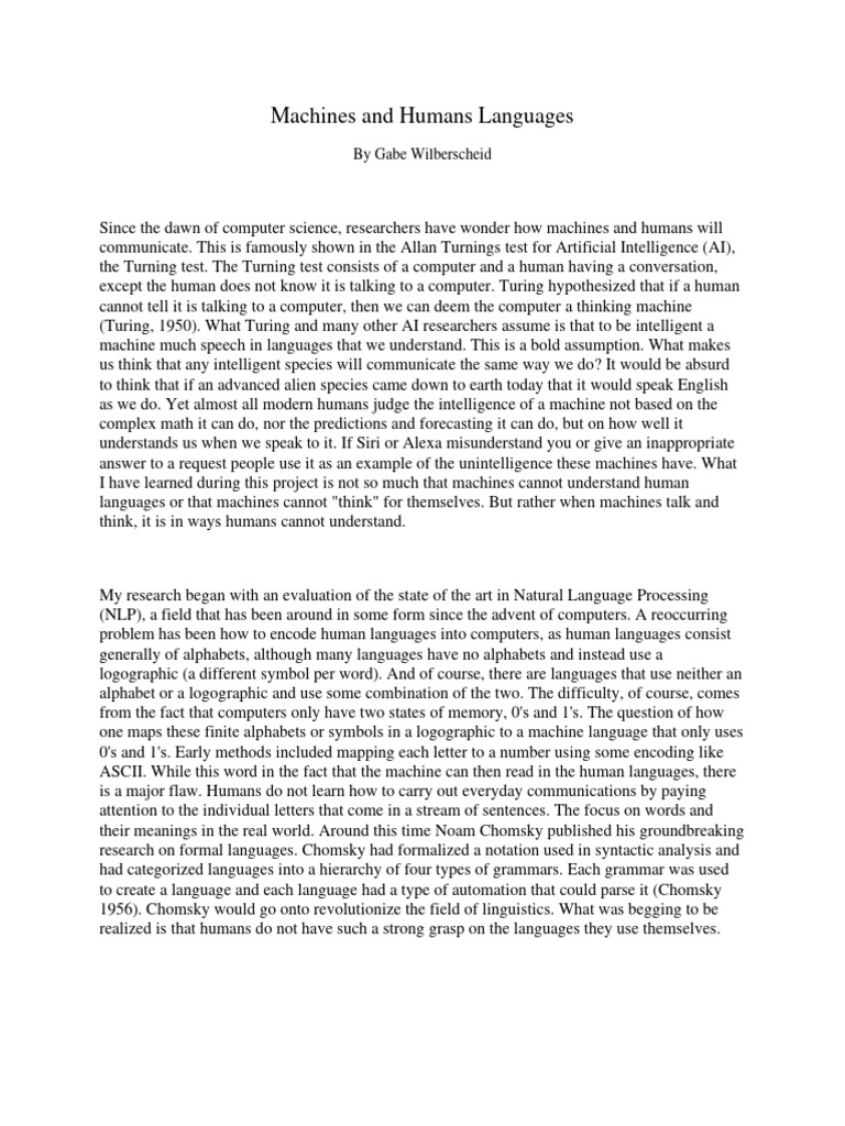 Machines and Human Language | PDF | Artificial Intelligence | Intelligence (AI) & Semantics