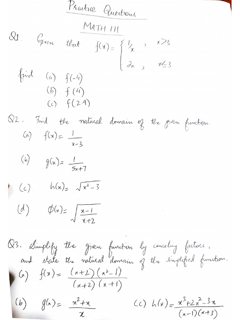 Practice Set 1 (MATH 111) | PDF