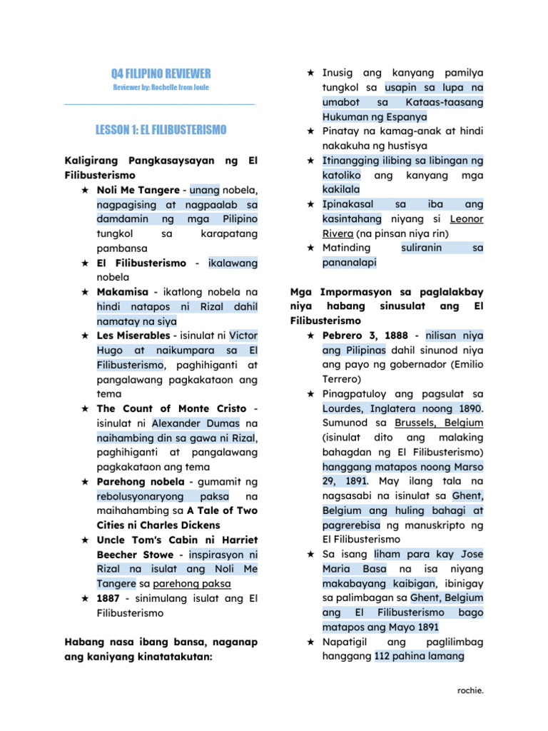 G10 Q4 Filipino Reviewer | PDF