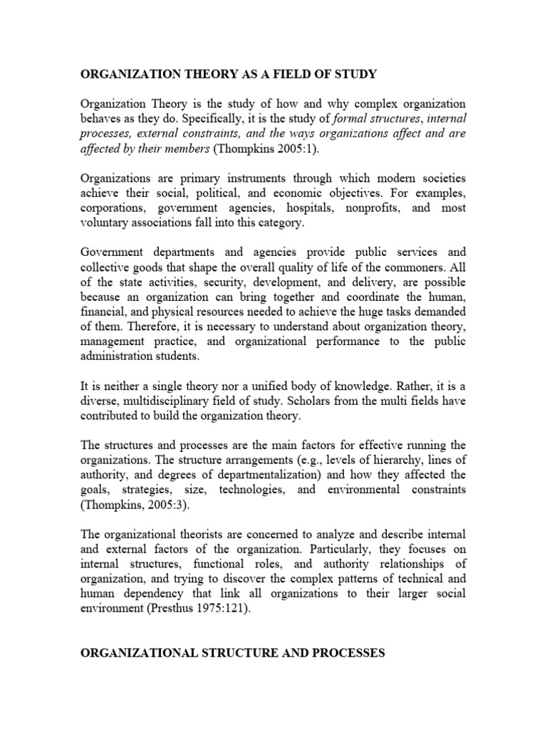 Organization Theory | PDF | Theory | Goal