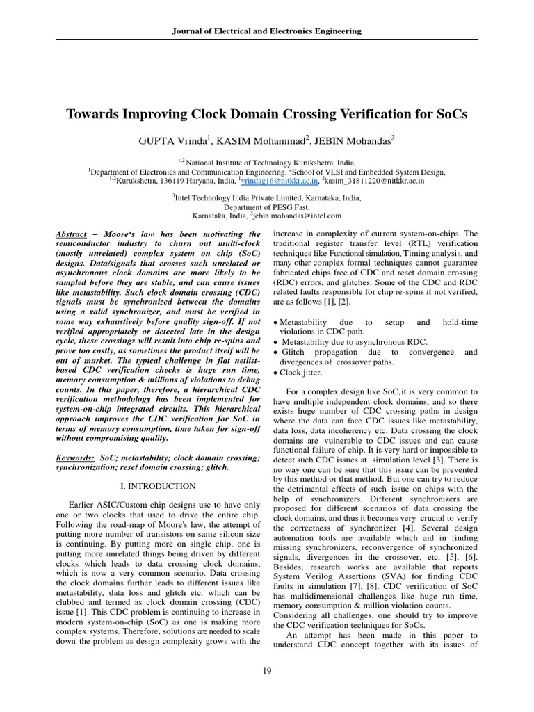 Towards Improving Clock Domain Crossing Verification For Socs | PDF ...