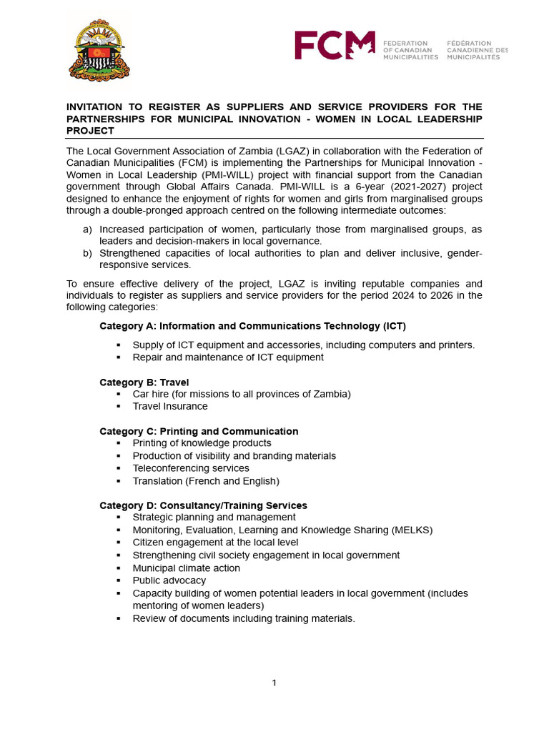 Supplier Registration for PMI-WILL Project | PDF | Information And ...