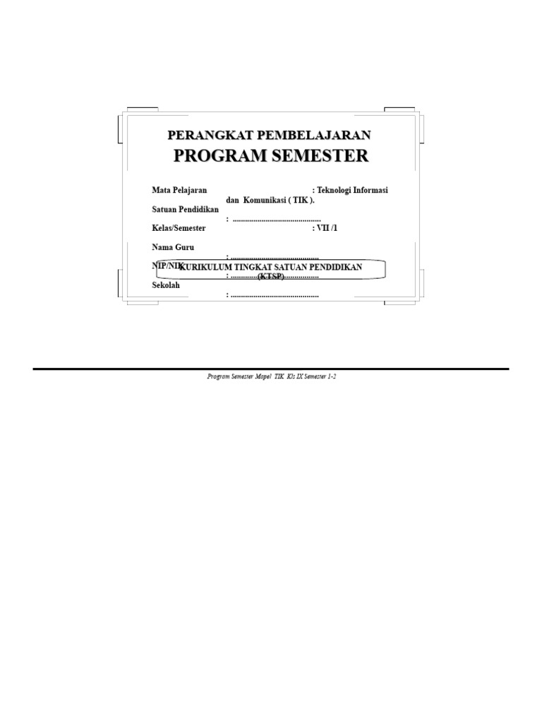 PROMES SMP TIK KTSP Kelas 7-8-9 Semester 1 Dan 2 | PDF