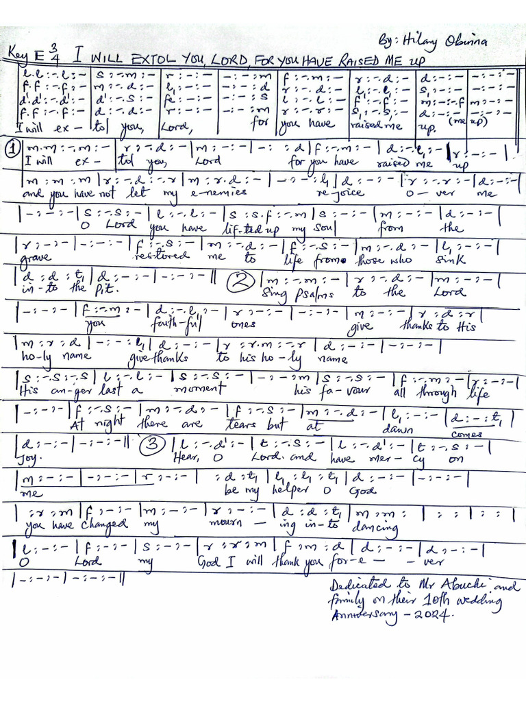 I Will Extol You, Lord, For You Have Raised Me Up | PDF