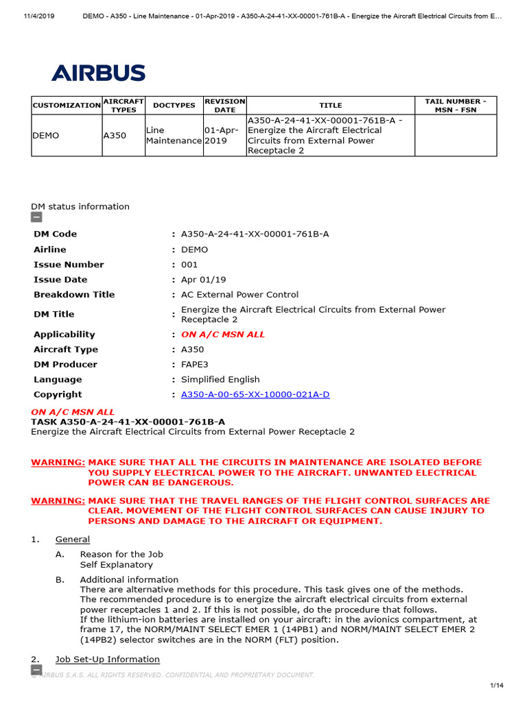 On A/C MSN All: Customization Aircraft Types Doctypes Revision Date ...