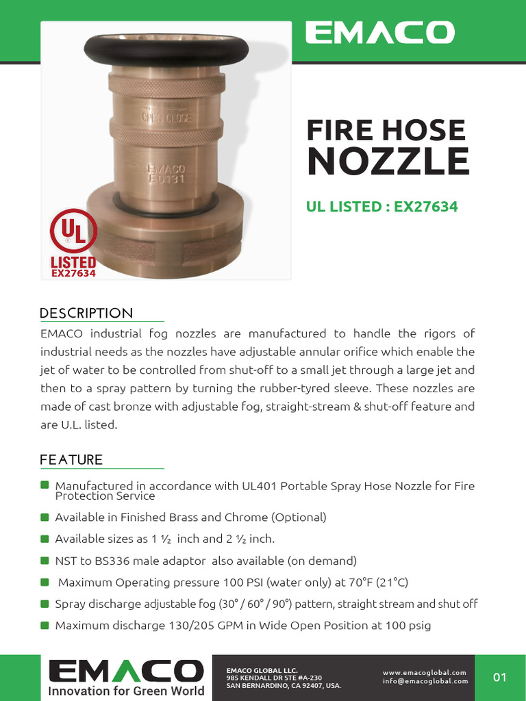 Emaco Fire Hose Nozzle Catalogue | Download Free PDF | Nozzle
