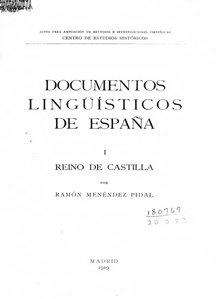 Ramón Méndez Pidal, Documentos Lingüísticos de España (Reino de Castilla) | PDF
