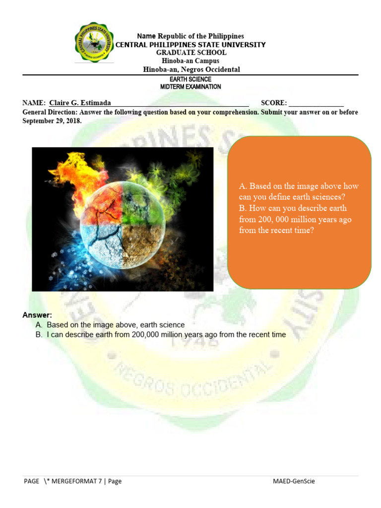 Earth Science Midterm Exam Guide | PDF | Rock (Geology) | Geology