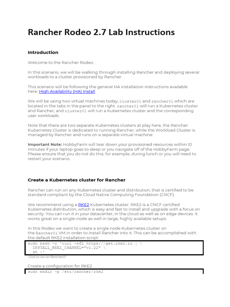 Rancher Rodeo 2.7 Lab Instructions | PDF | Computer Cluster | Public Key Certificate