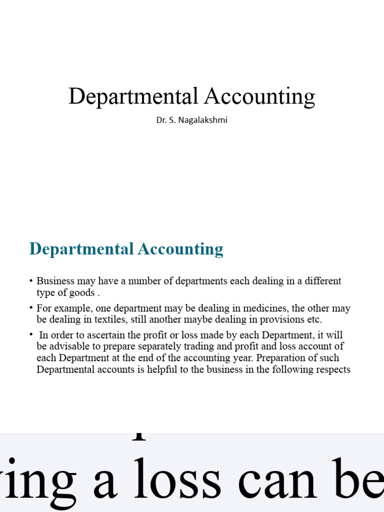 Departmental Accounting Guide | PDF | Expense | Income Statement