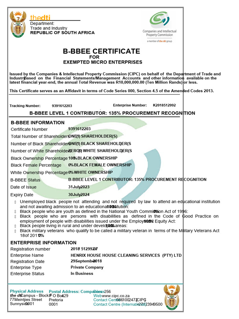 B-BBEE Level 1 Certificate for PME | PDF | Business | Economies