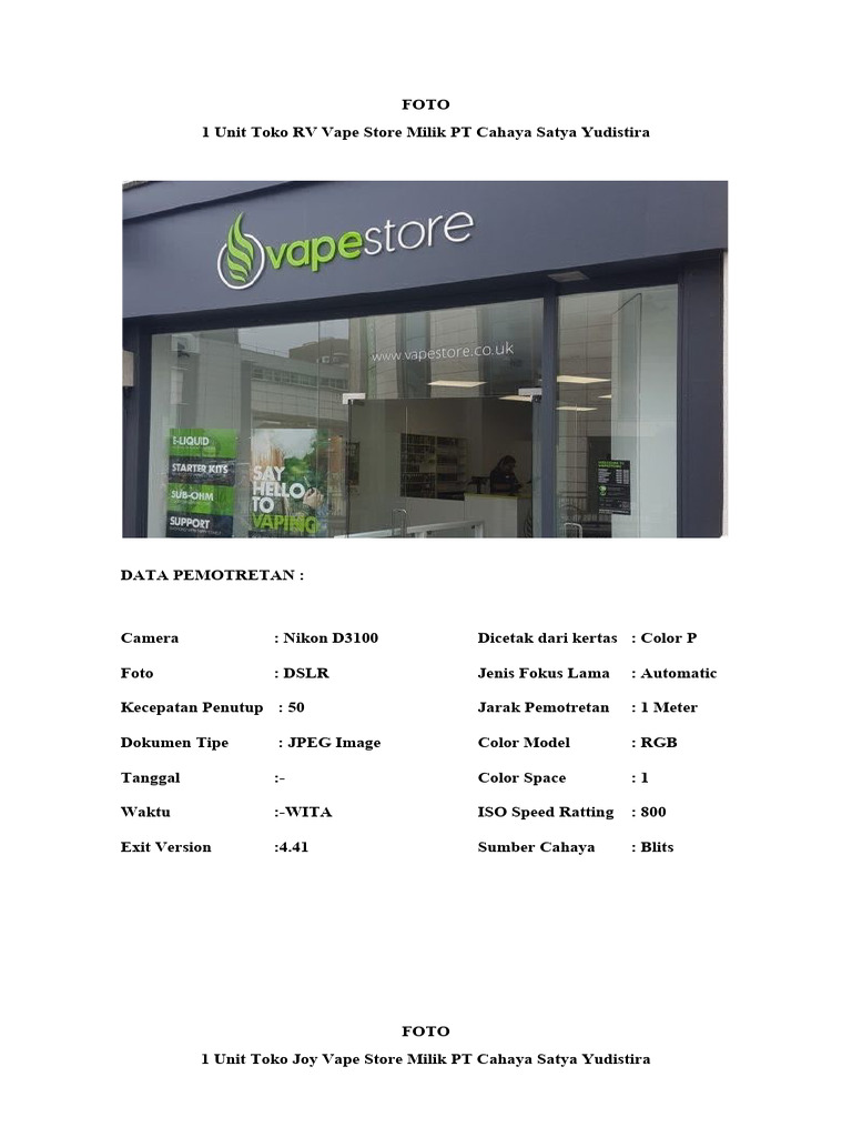 Foto Toko Vape PT Cahaya Satya | PDF