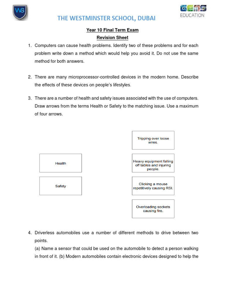 Ict Revision Sheet Q Pdf Radio Frequency Identification