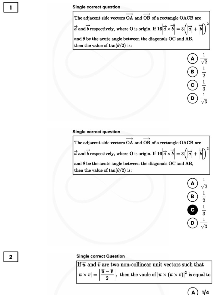 Question Sheet_ Vectors & 3D-Geometry _ Arjuna 2.0 | Download Free PDF ...