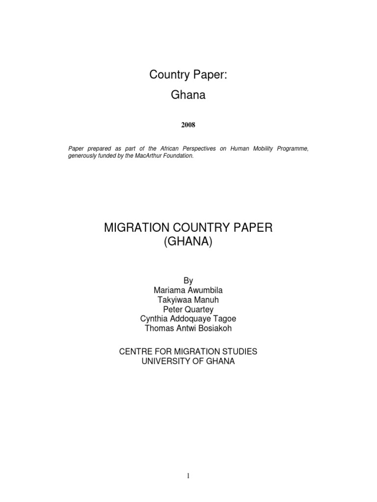 Country Paper: Ghana | PDF | Human Migration | Ghana
