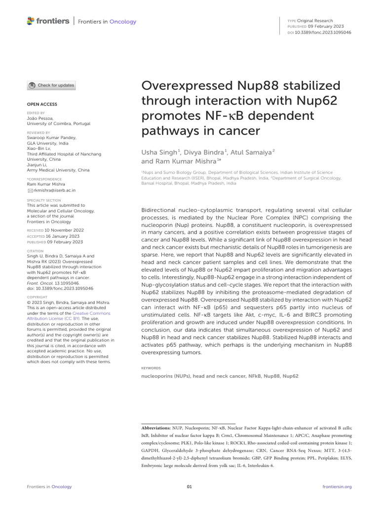 Usha Paper | PDF | Gene Expression | Nf κb