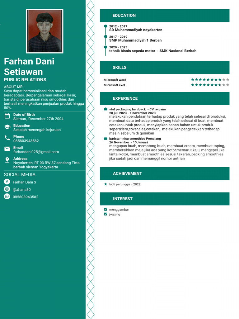 CV Farhan Dani Setiawan | PDF