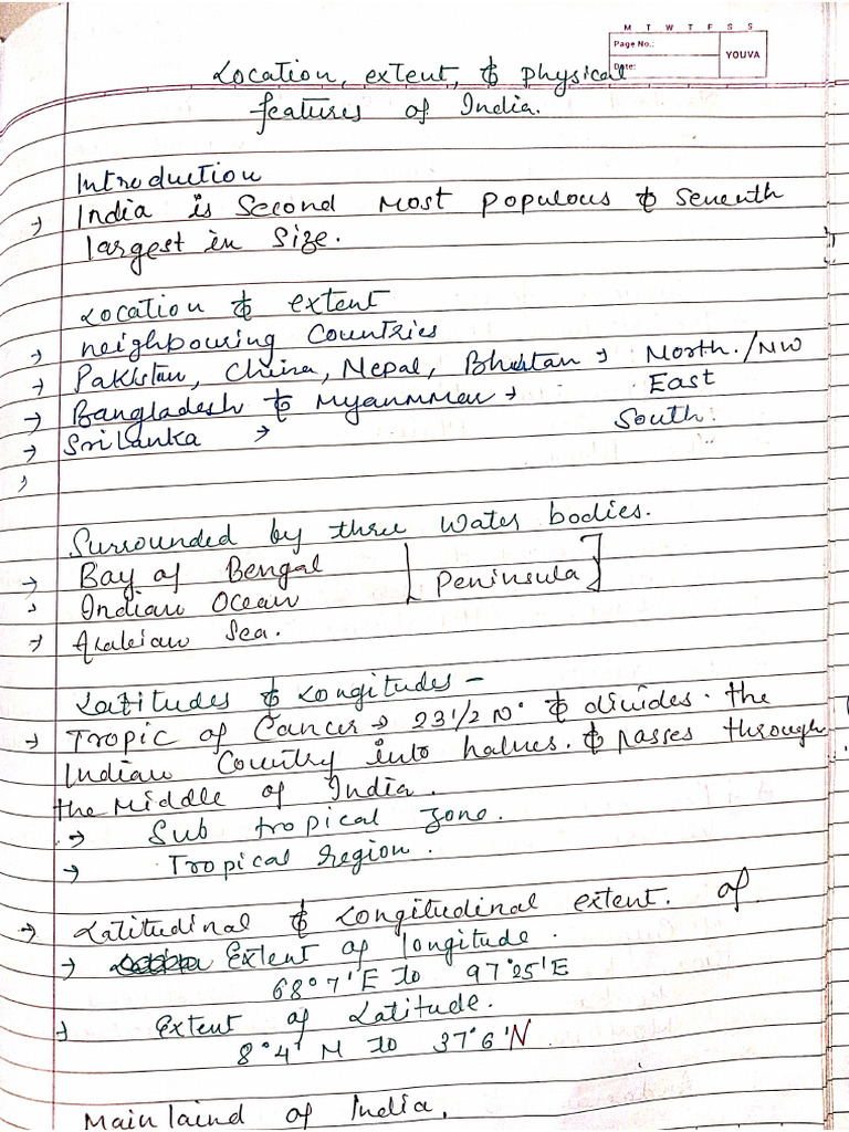 Location, Extent and Physical Features of India | PDF