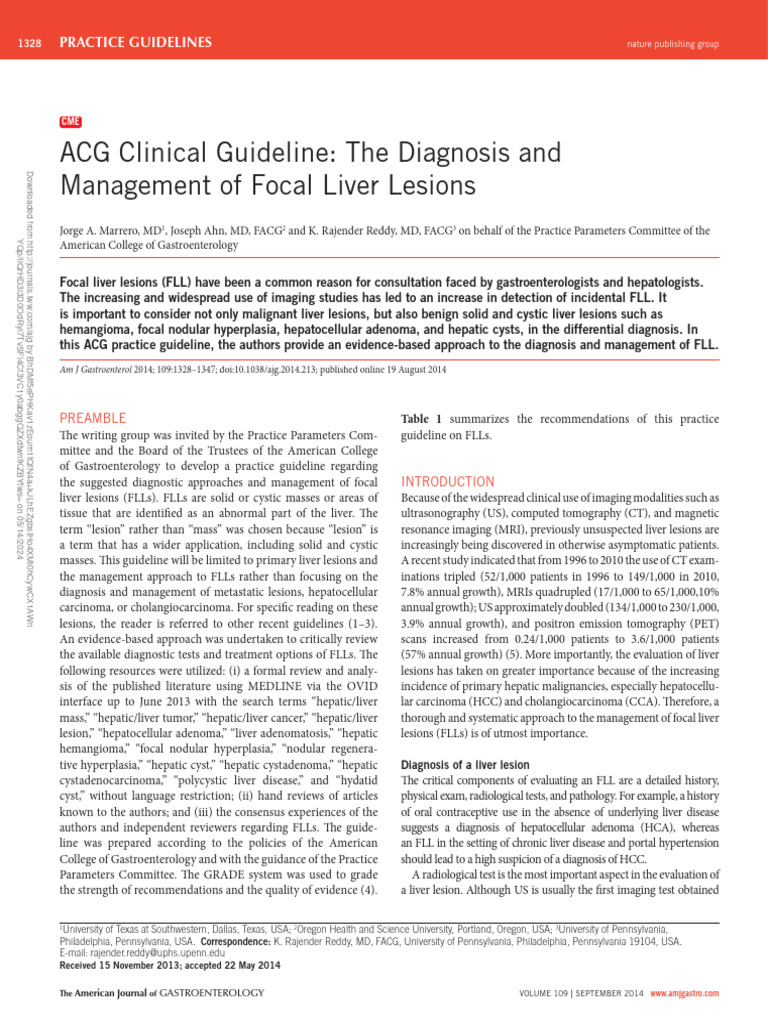 Acg Clinical Guideline the Diagnosis and.7 | PDF | Medical Specialties ...