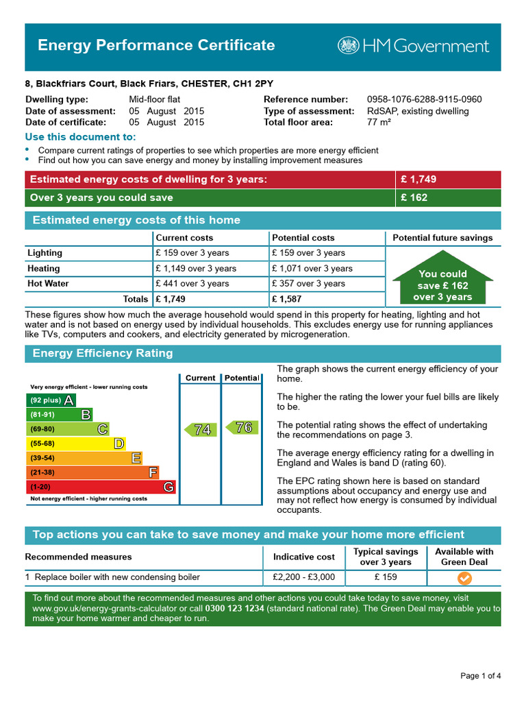 Energy Performance Certificate: Estimated Energy Costs of This Home ...