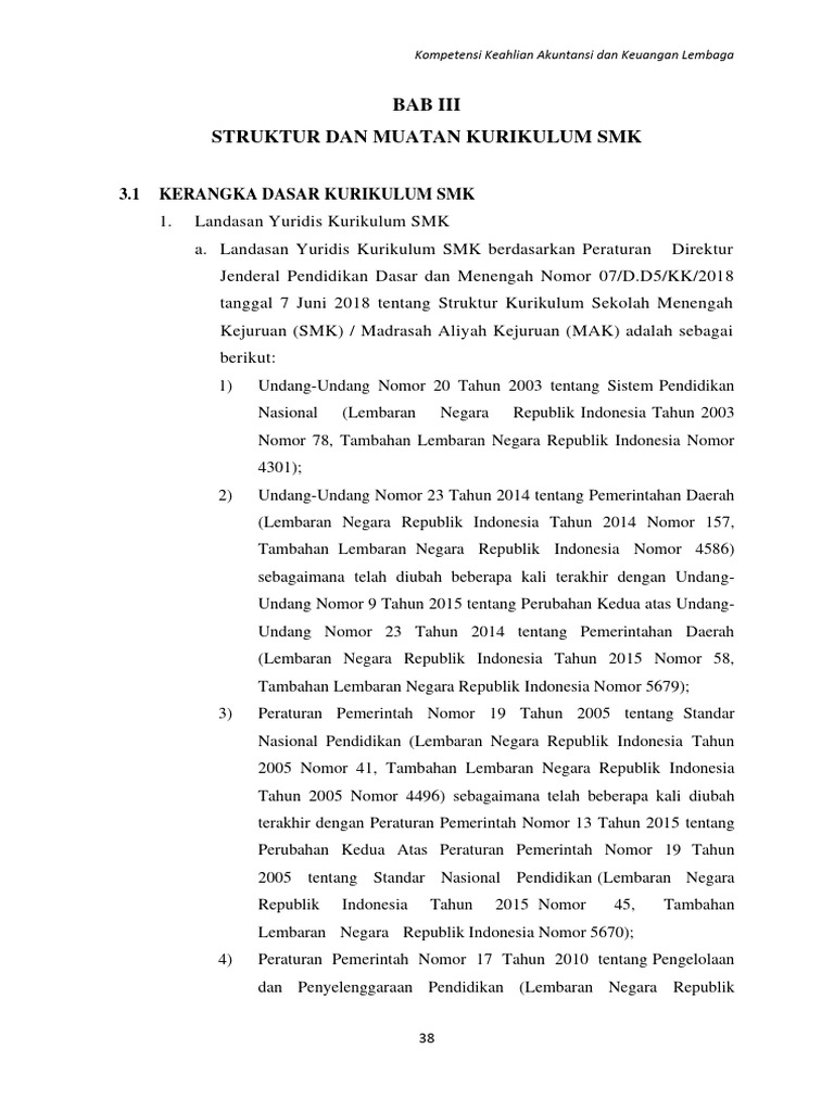 BAB III Struktur Kurikulum AKL New | PDF