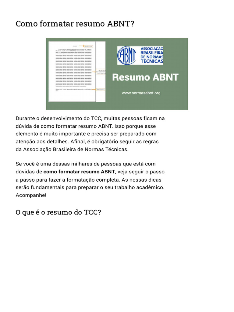 Como Formatar Resumo ABNT | PDF | Abstract (resumo)