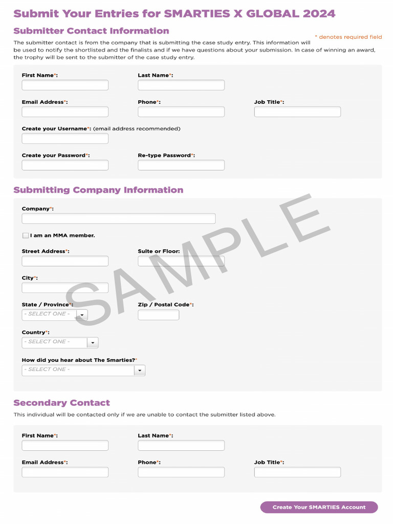 The Smarties 2024 Sample Form | PDF