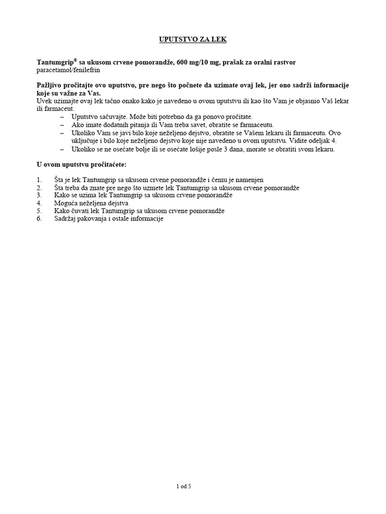 Uputstvo Za Lek | PDF