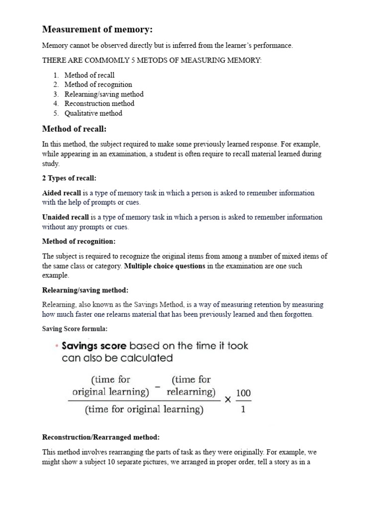Memory & Learning | Download Free PDF | Learning | Recall (Memory)