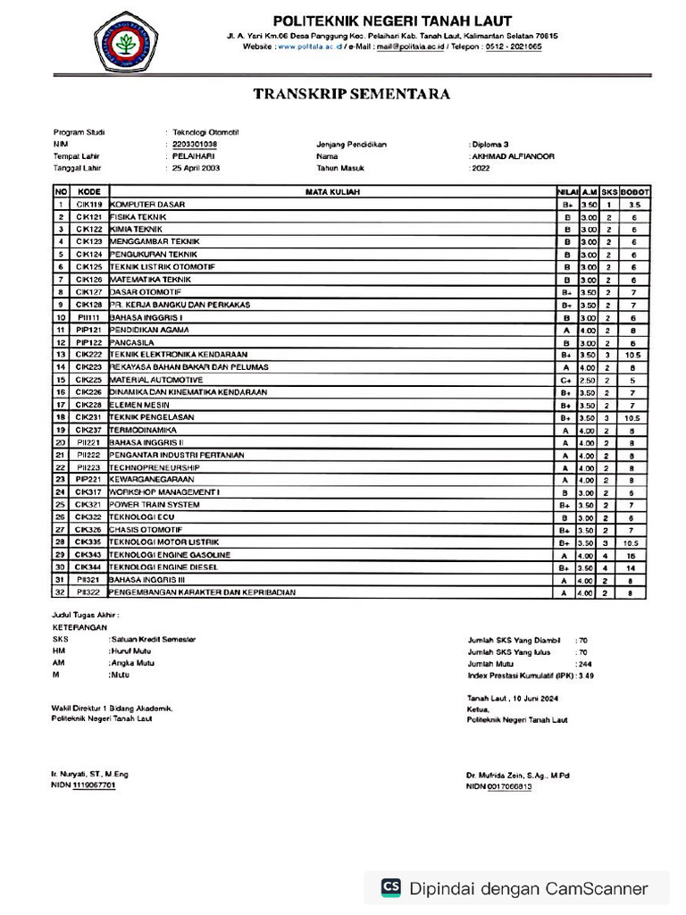 Transcript - Akhmad Alfianoor | PDF