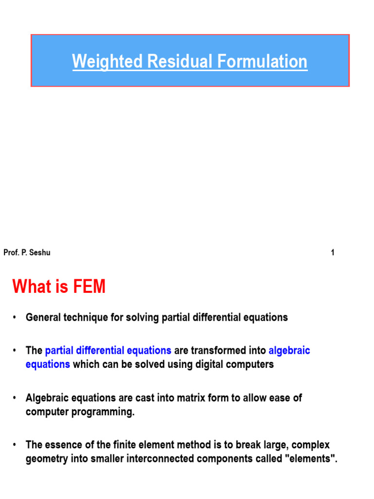Weighted Residual Formulation | PDF | Finite Element Method | Equations