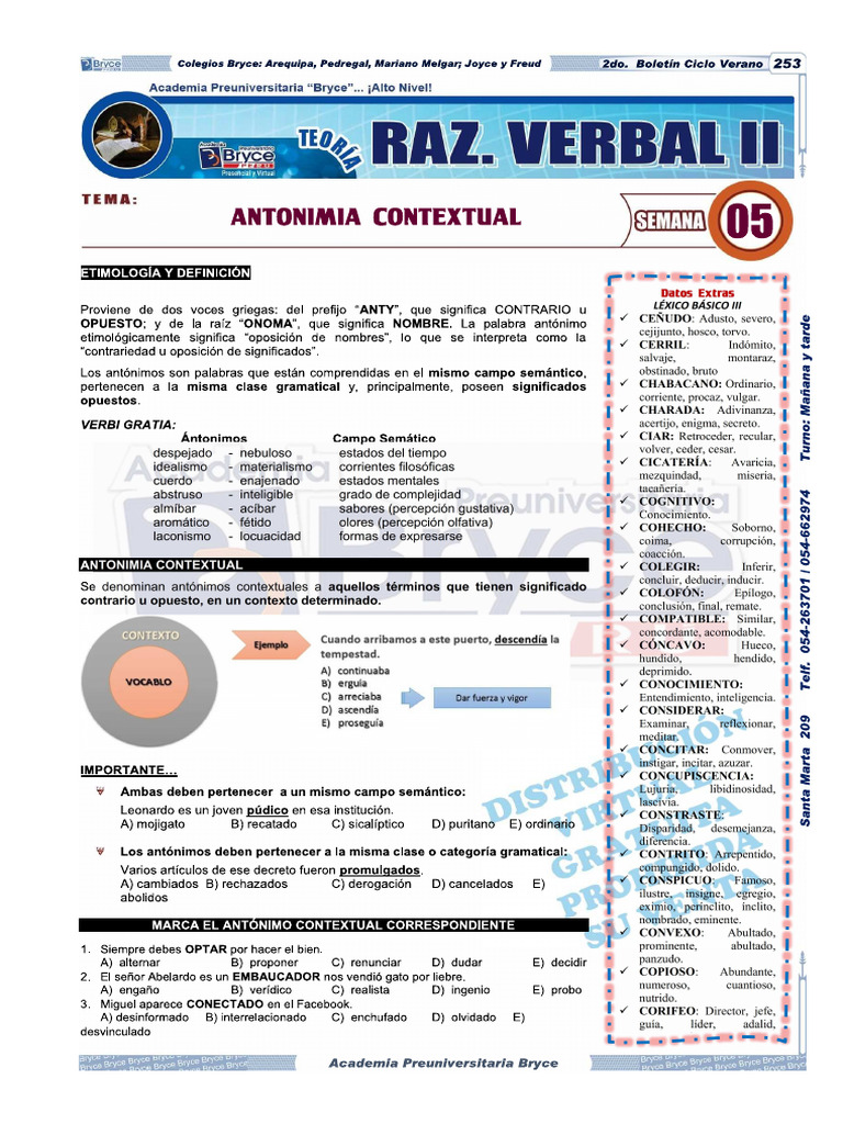 022.RAZ. VERBAL 2 GUIA VERANO 2 2024 SEMANA 5 | PDF