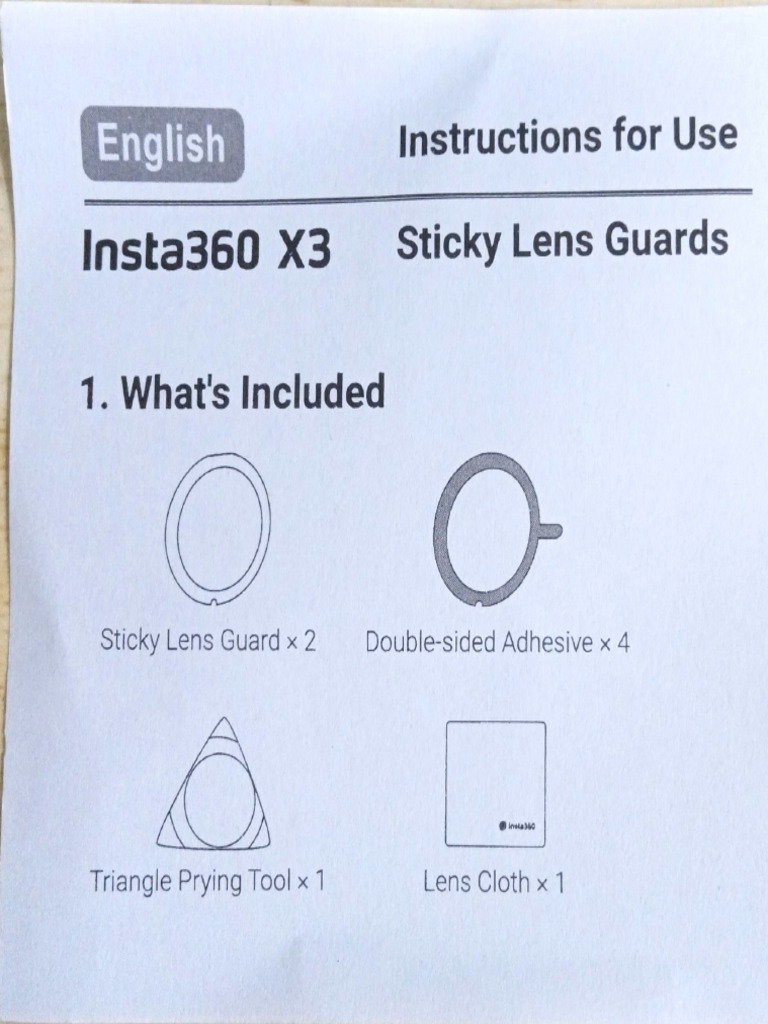 Insta360 x3 Sticky Lens Guards Installation | PDF