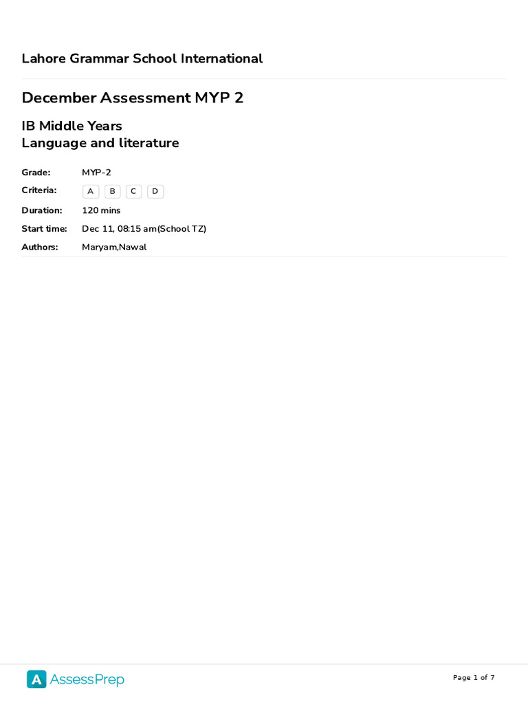 December Assessment MYP 2 (VMHMRE) | PDF | Jackie Robinson | Narrative