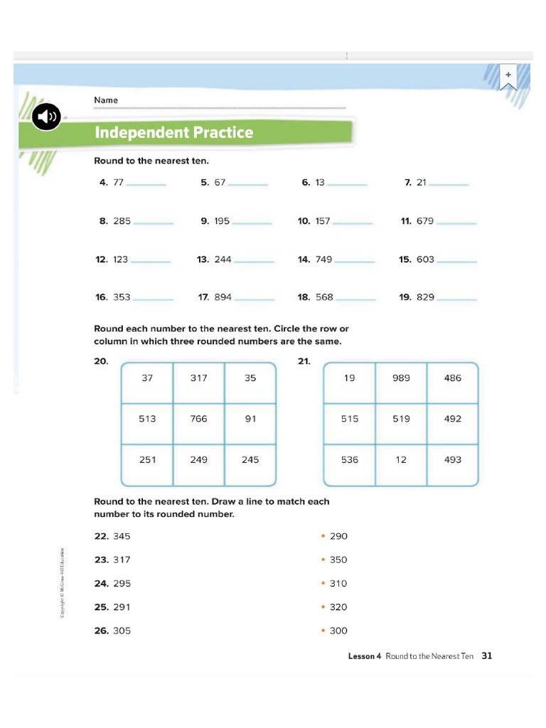 Rounding To The Nearest Ten | PDF