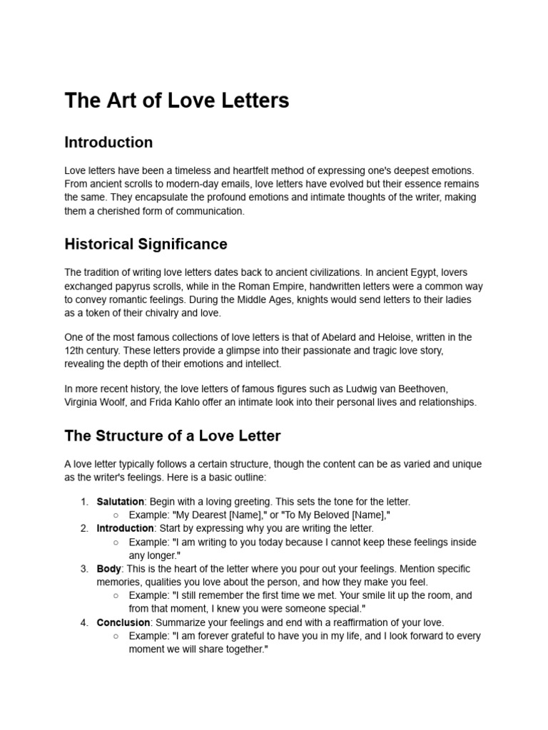 The Art of Love Letters | PDF | Love