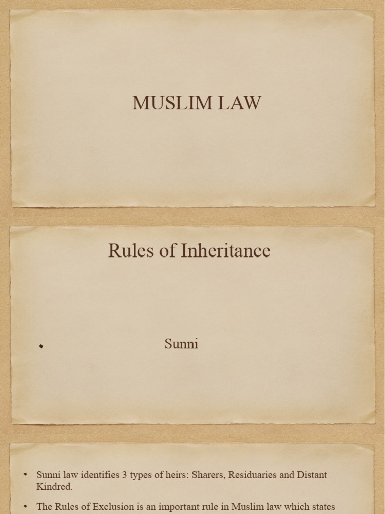 Muslim Law | PDF | Inheritance | Intestacy