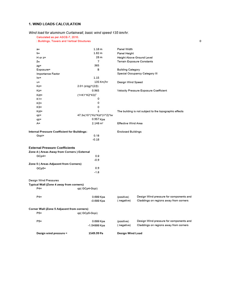 Wind Load Calculation | PDF | Wound | Pressure