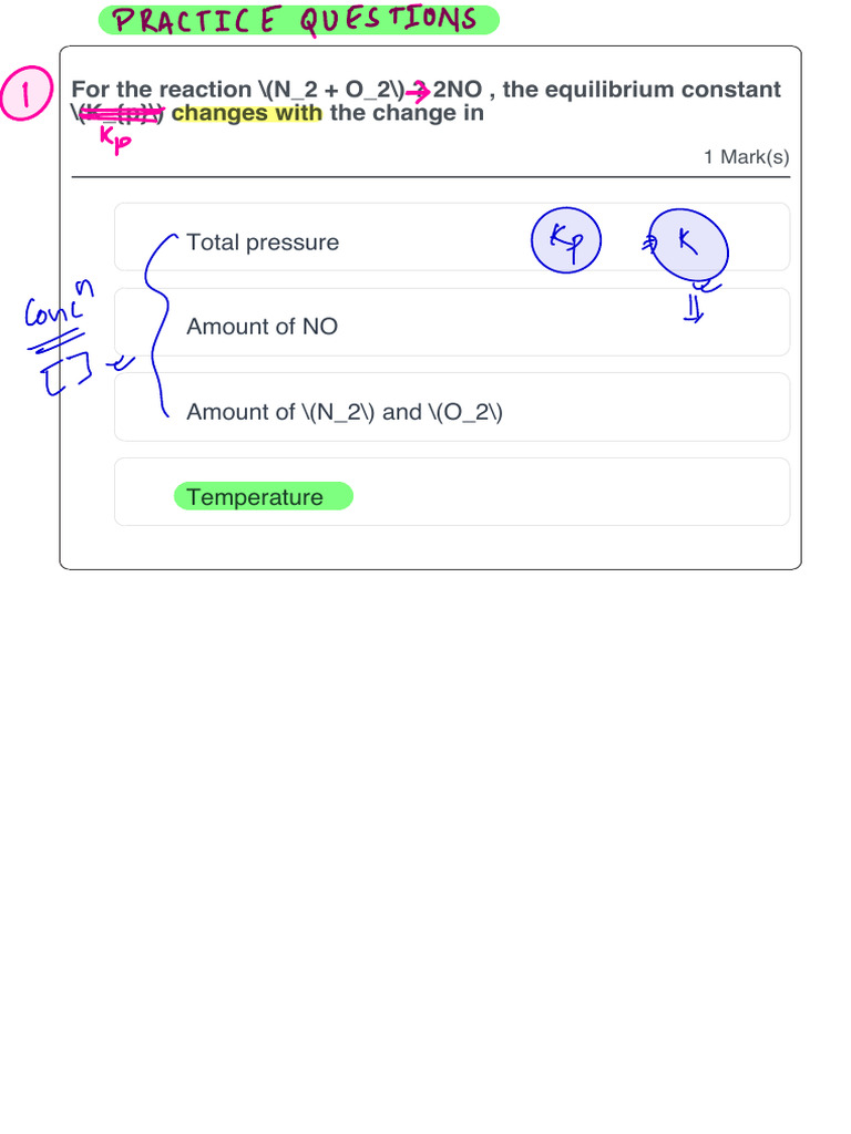 Chemical Equilibrium Practice Questions | PDF | Chemical Equilibrium ...