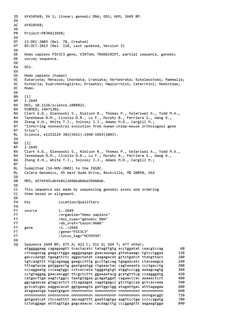 Ebi - Ac.uk Ena Browser Api Embl AY410568.1 Linelimit 1000 | PDF ...
