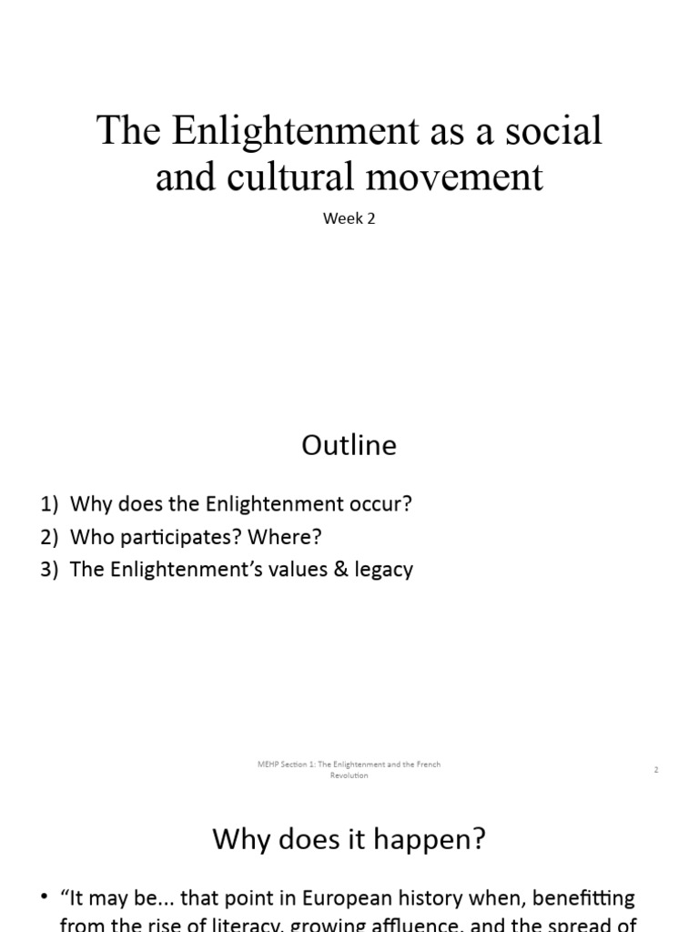 Lecture 4 SLIDES the Enlightenment as a Social Cultural Movement | PDF ...