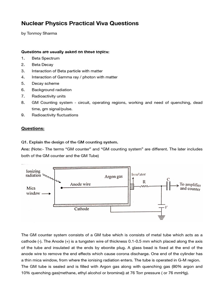 Viva Questions For Nuclear Physics Practical | PDF | Radioactive Decay ...