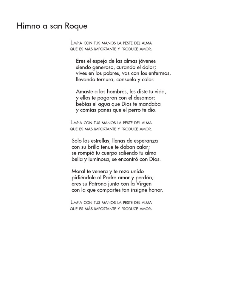 Himno a San Roque: Letra y Alabanza | PDF