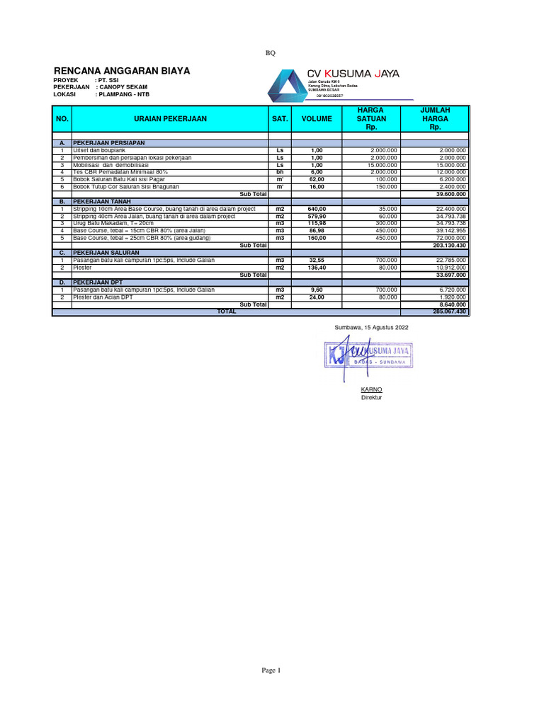 BQ Sekam Kanopi | PDF