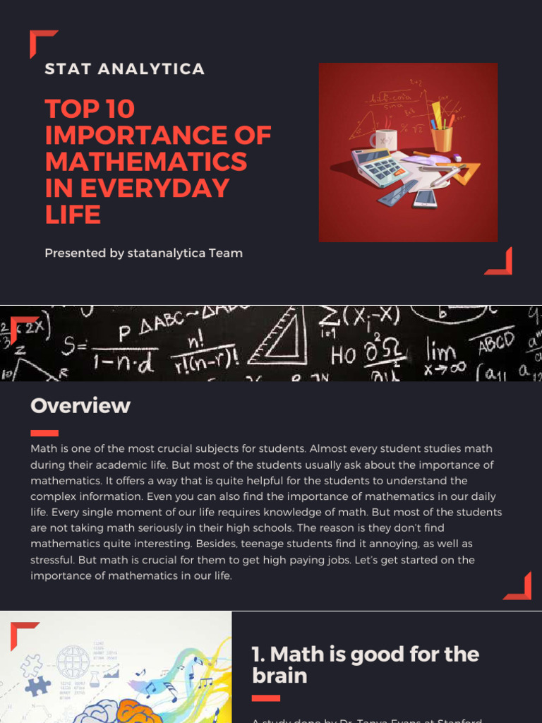 Stat Analytica: TOP 10 Importance of Mathematics in Everyday Life | PDF | Mathematics | Economies