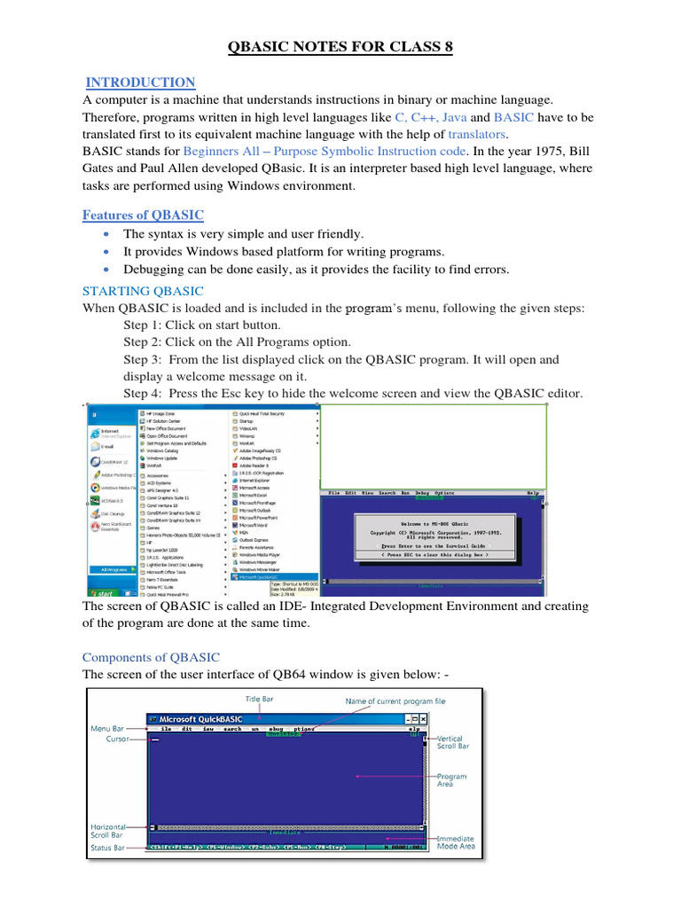 Qbasic Notes | PDF | Computer Program | Programming Qbasic Notes | PDF | Computer Program | Programming
